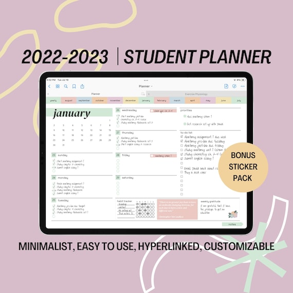 2022-2023 Digital Student Planner Goodnotes Compatible - Etsy