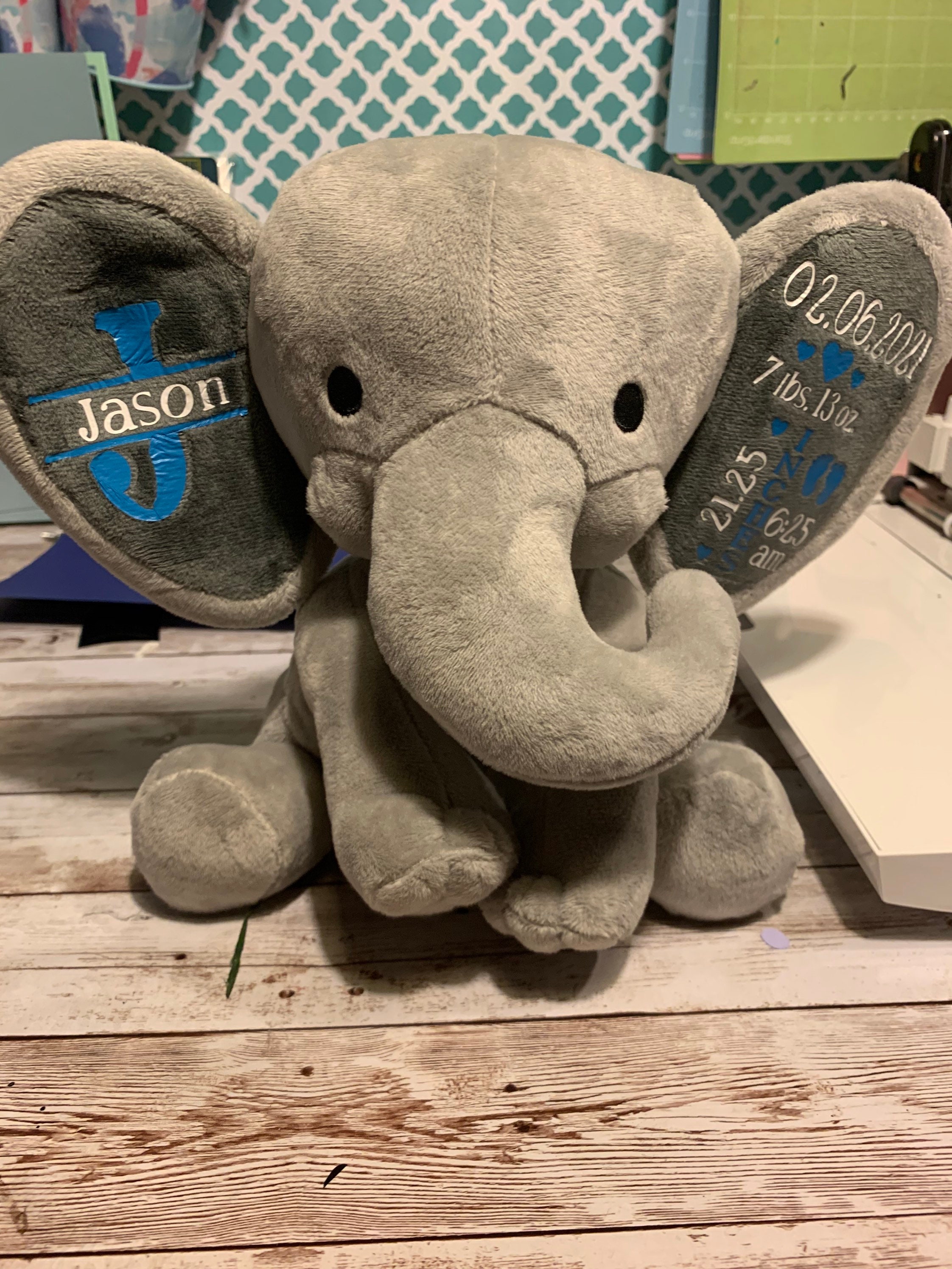 Personalized Elephant Baby Birth Stats - Etsy