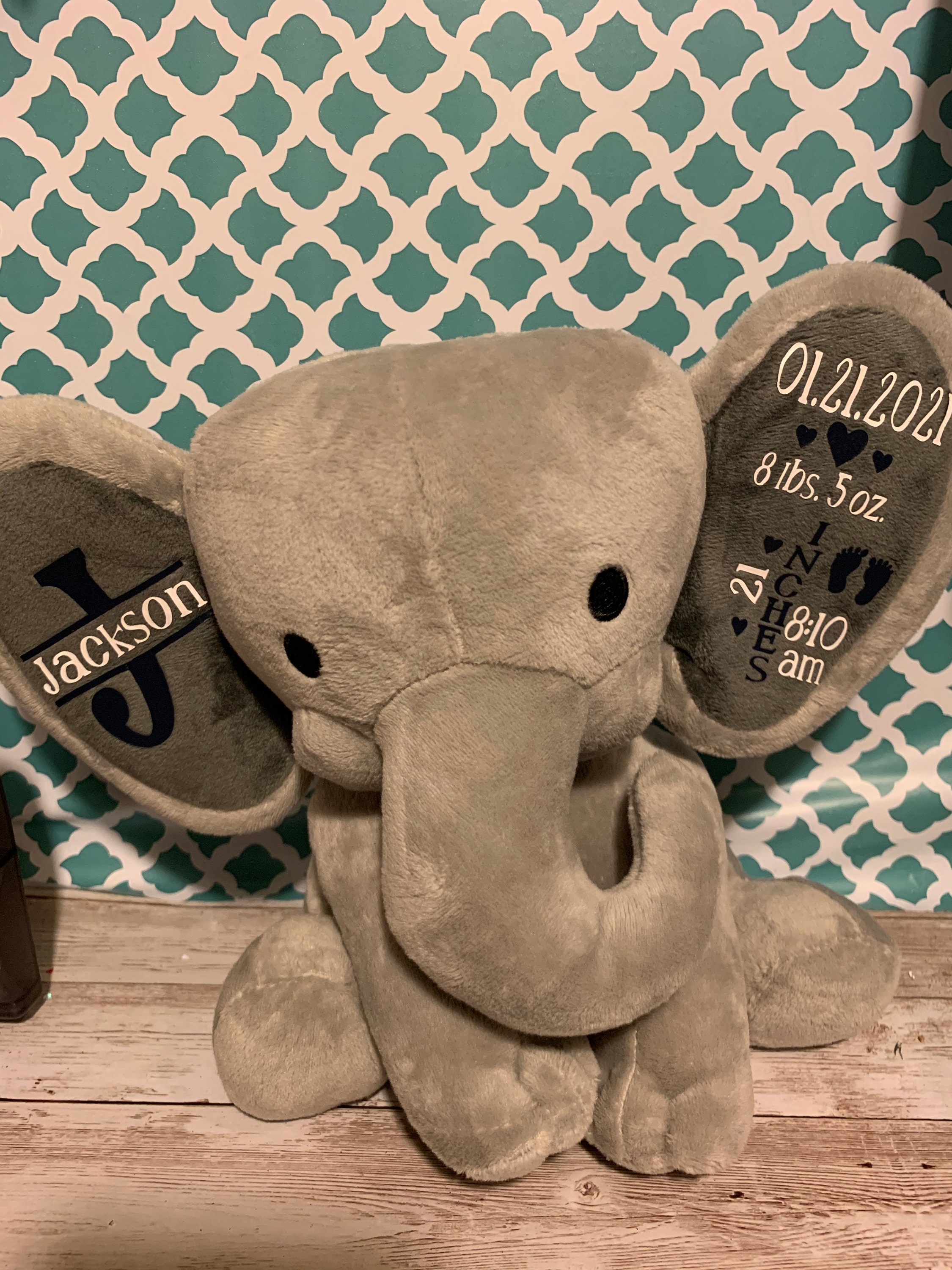 Personalized Elephant Baby Birth Stats - Etsy
