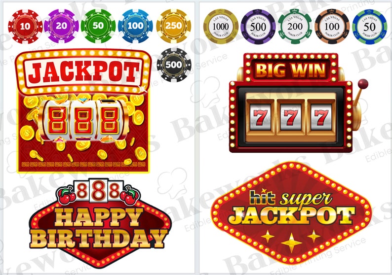 Jackpot Slot Machine Cake Topper, PNG, PDF, DOC Resizable listo para ...