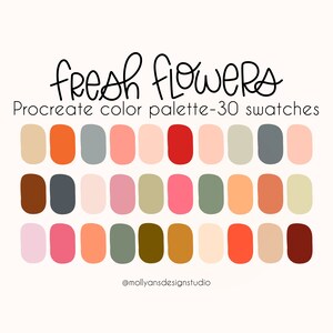 Fresh Flowers Procreate Color Palette, Spring Color Palette, Valentine ...