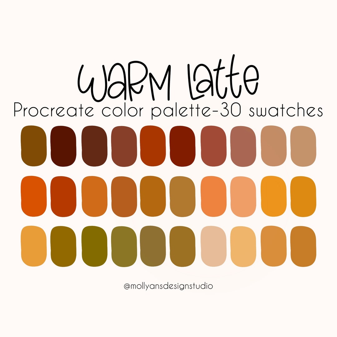 Warm Latte Procreate Color Palette, Fall Color Palette, Boho Earthy ...