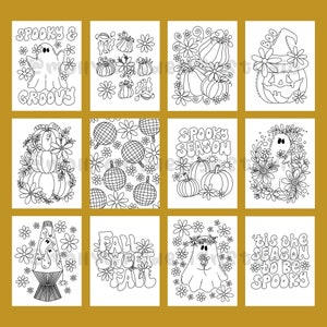 Groovy Halloween Digital Coloring Book, Printable Coloring Pages for ...