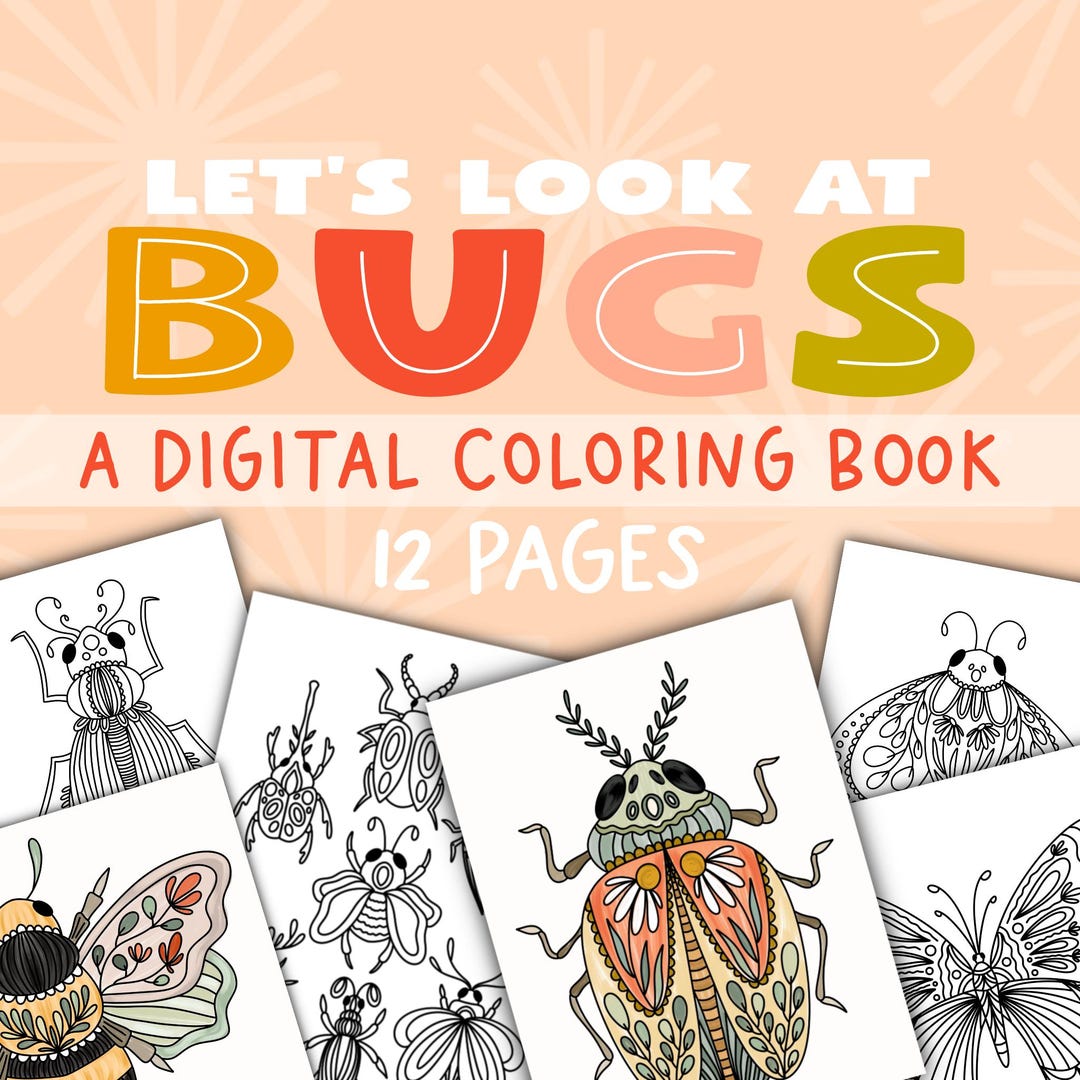 Let's Look at Bugs Digital Coloring Book, Printable Coloring Pages ...