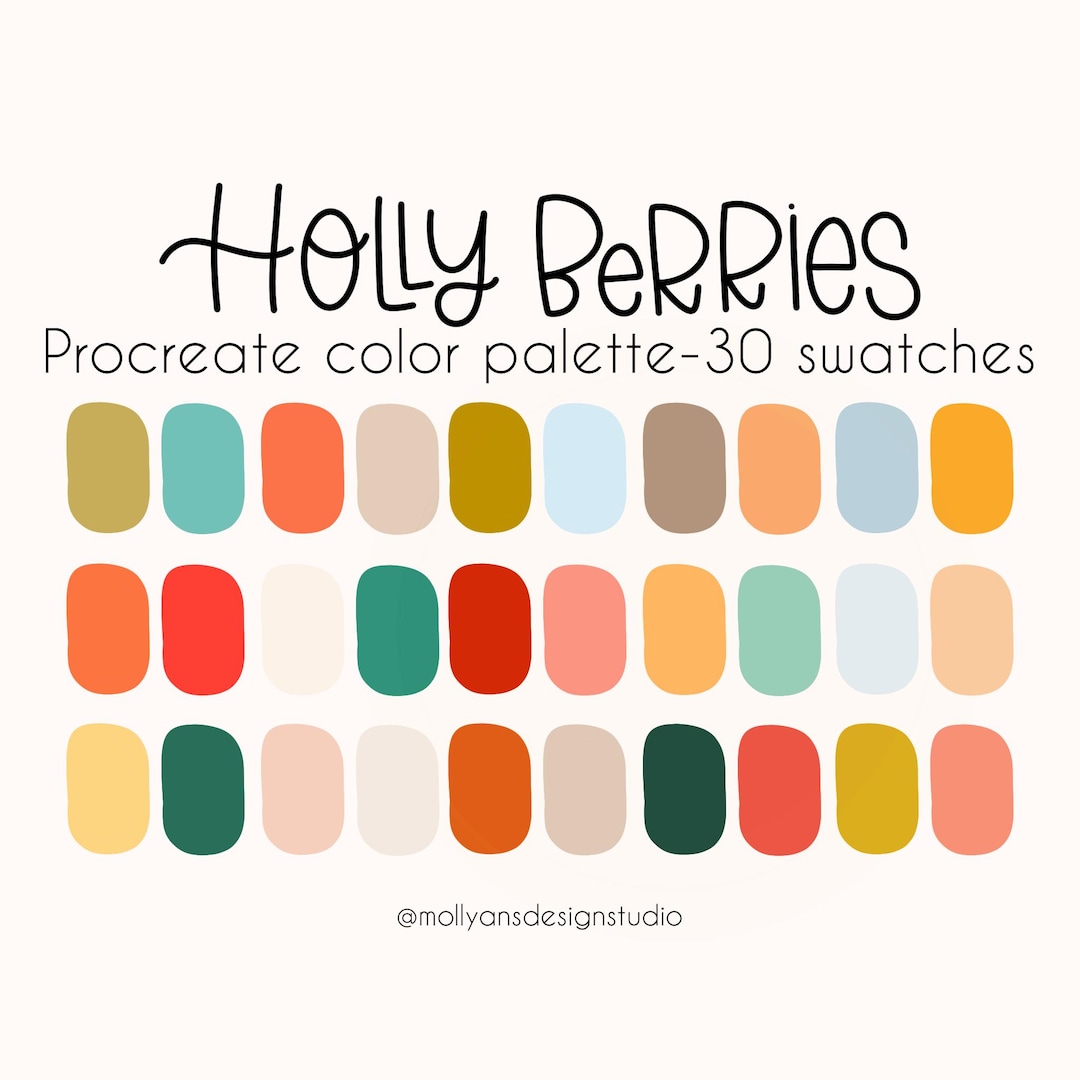 Holly Berries Procreate Color Palette, Bright Cheerful Color Palette ...