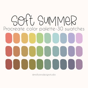 Soft Summer Procreate Color Palette, Muted Pastel Palette, Retro ...