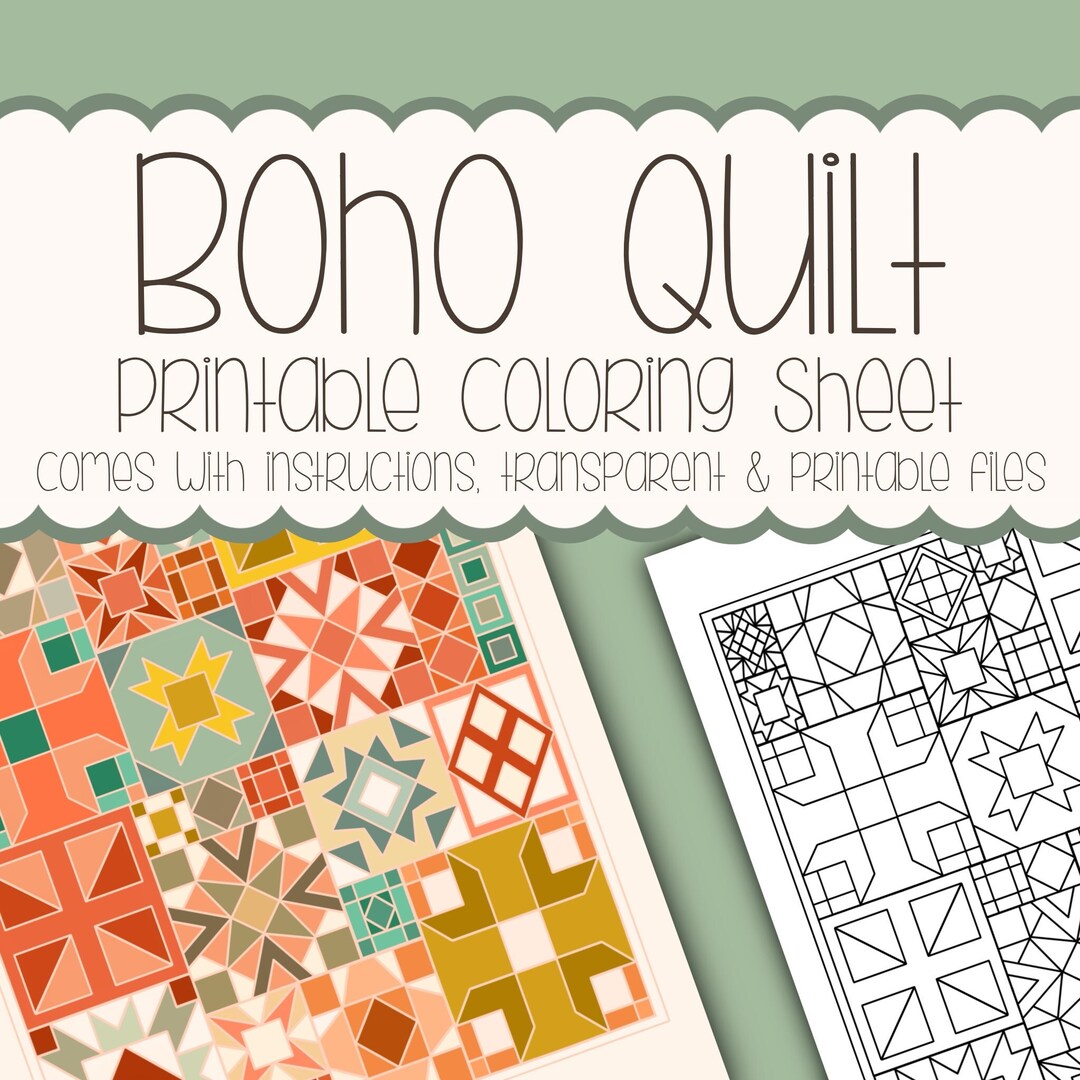 Boho Quilt Coloring Page, Coloring for Adults, Printable Classroom ...