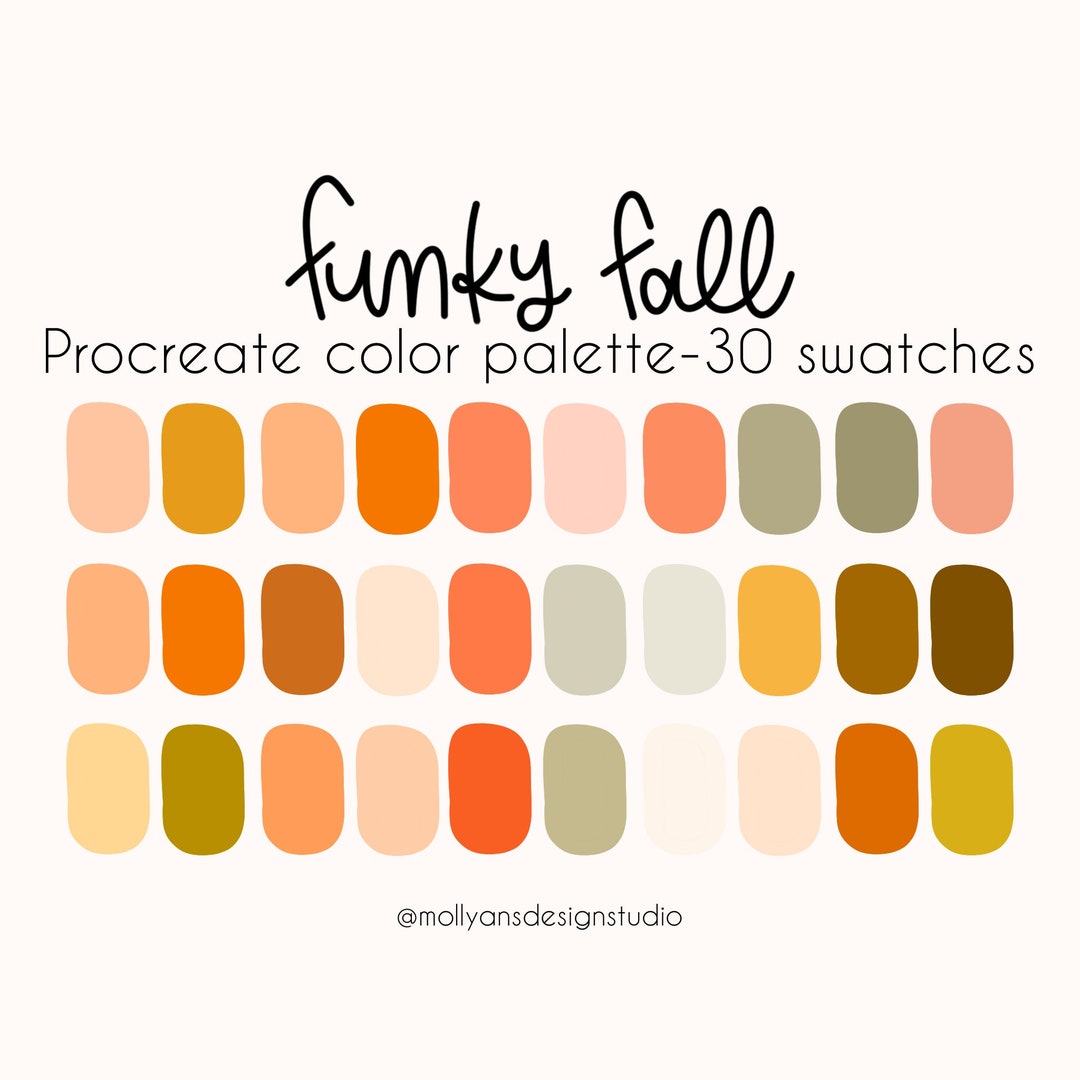 Funky Fall Procreate Color Palette, Groovy Retro Color Palette, Digital ...