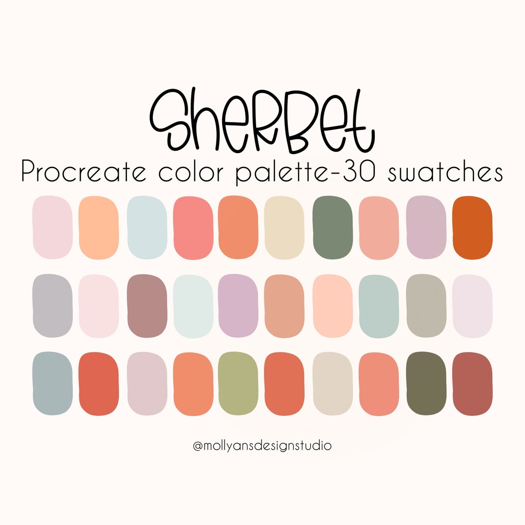 Sherbet Procreate Color Palette, Spring Color Palette, Boho Valentine's ...