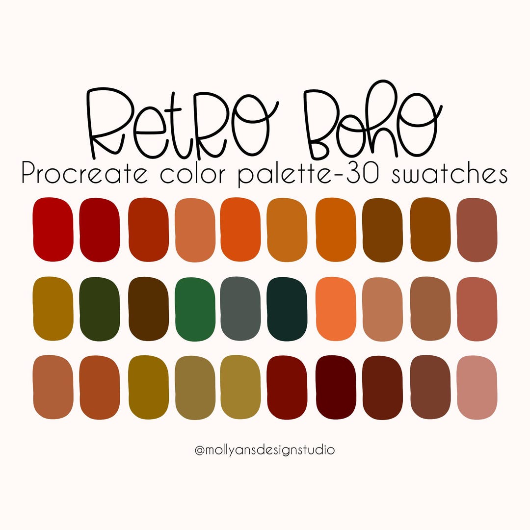 Retro Boho Procreate Color Palette, Instant Download, Digital, Retro ...