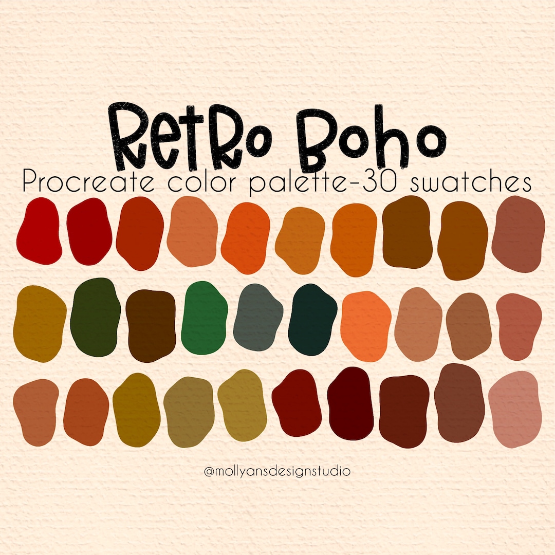 Retro Boho Procreate Color Palette Instant Download Digital - Etsy