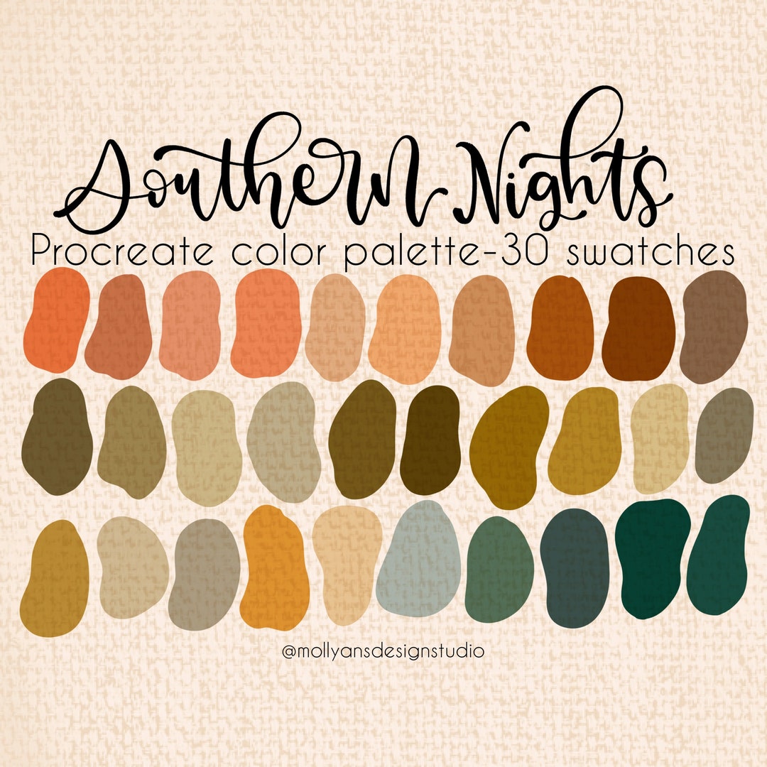 Southern Nights Procreate Color Palettes 30 Swatches Digital - Etsy