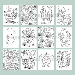 By the Seaside Digital Coloring Book, Printable Coloring Pages ...