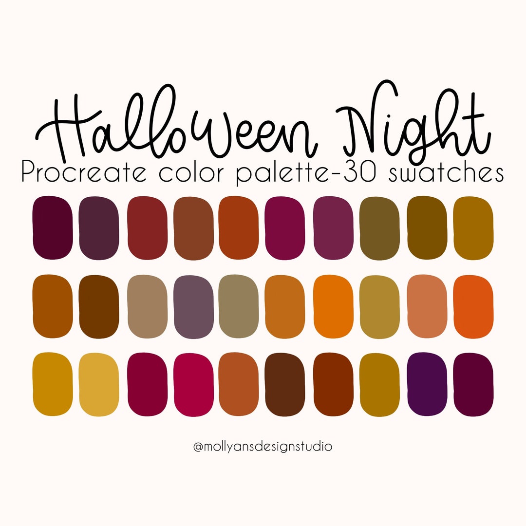 Halloween Night Procreate Color Palette, Digital Download, Instant ...