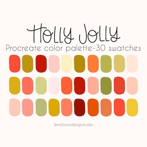 Holly Jolly Procreate Color Palette, Bright Cheerful Color Palette ...