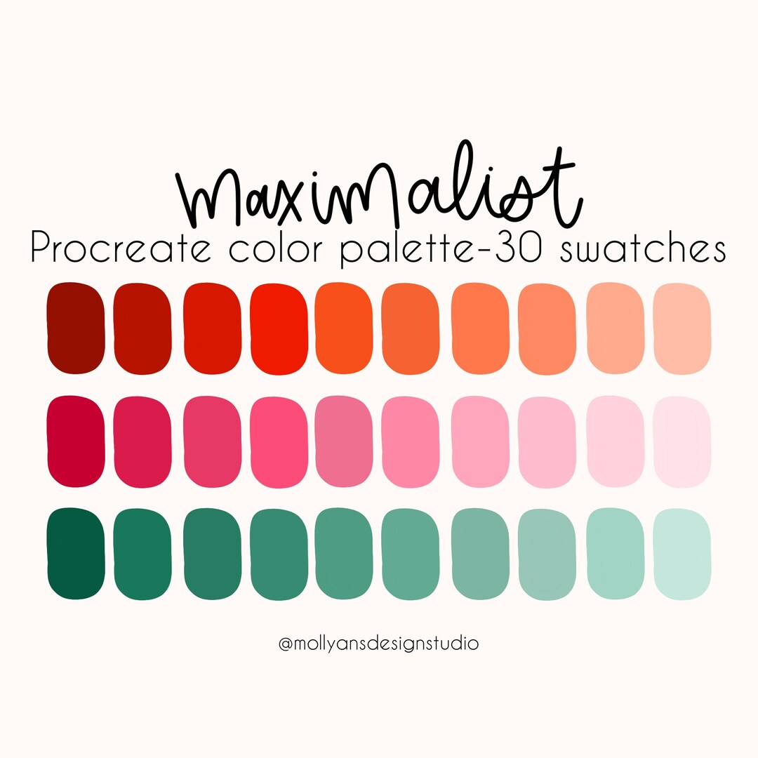 Maximalist Procreate Color Palette, 30 Swatches, Bold, Bright, Digital ...