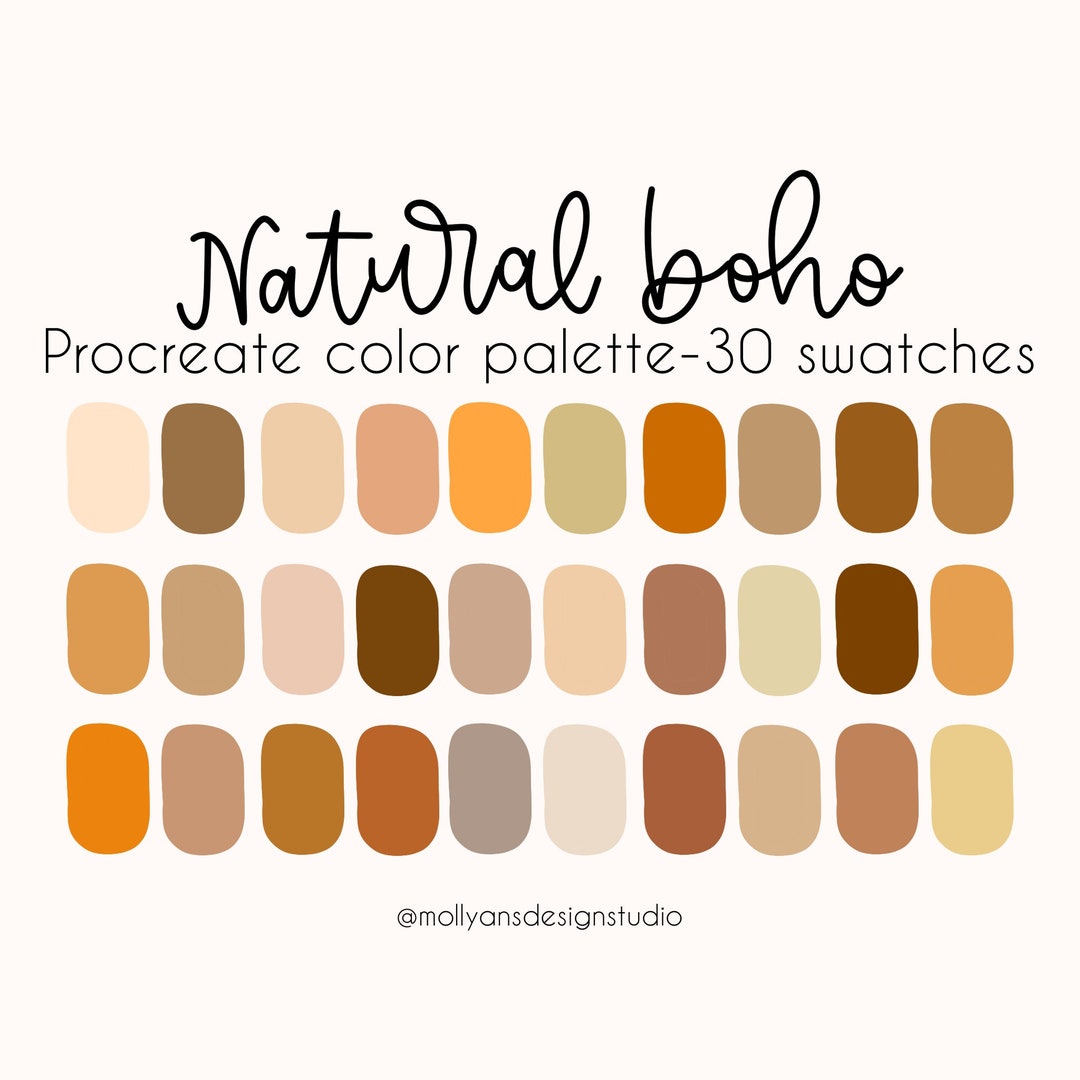 Natural Boho Procreate Color Palette Instant Digital Download Soft