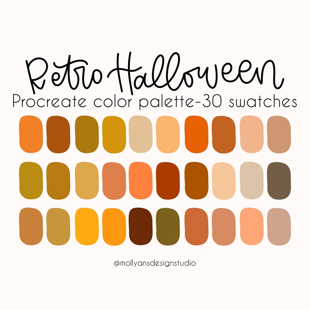Retro Halloween Procreate Color Palette, 70s Halloween Palette, Spooky ...