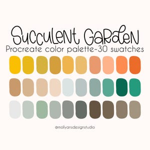 Succulent Garden Procreate Color Palette, 30 Swatches, Digital Download ...