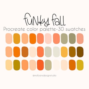 Funky Fall Procreate Color Palette, Groovy Retro Color Palette, Digital ...