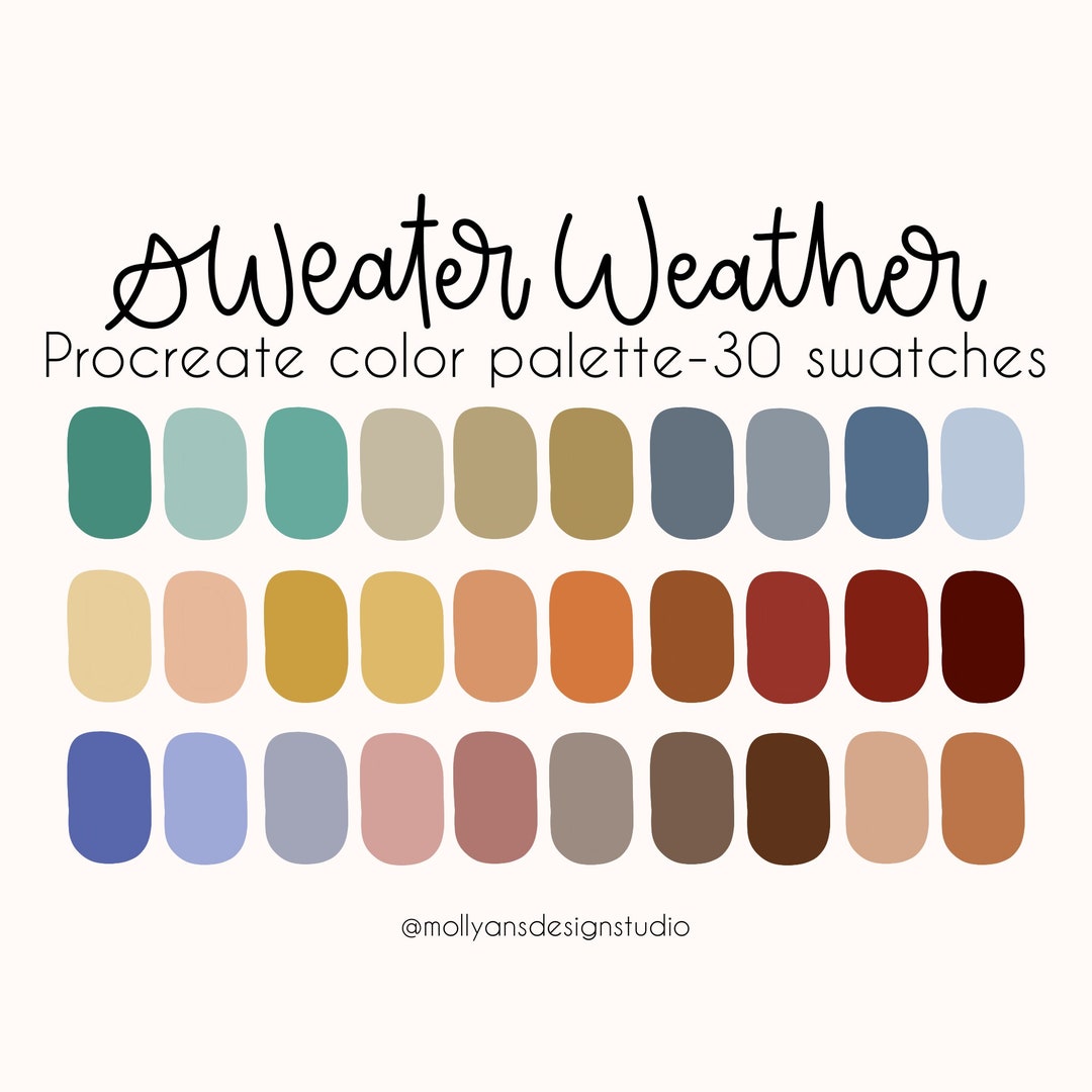 Sweater Weather Procreate Color Palette, 30 Swatches, Digital Download ...