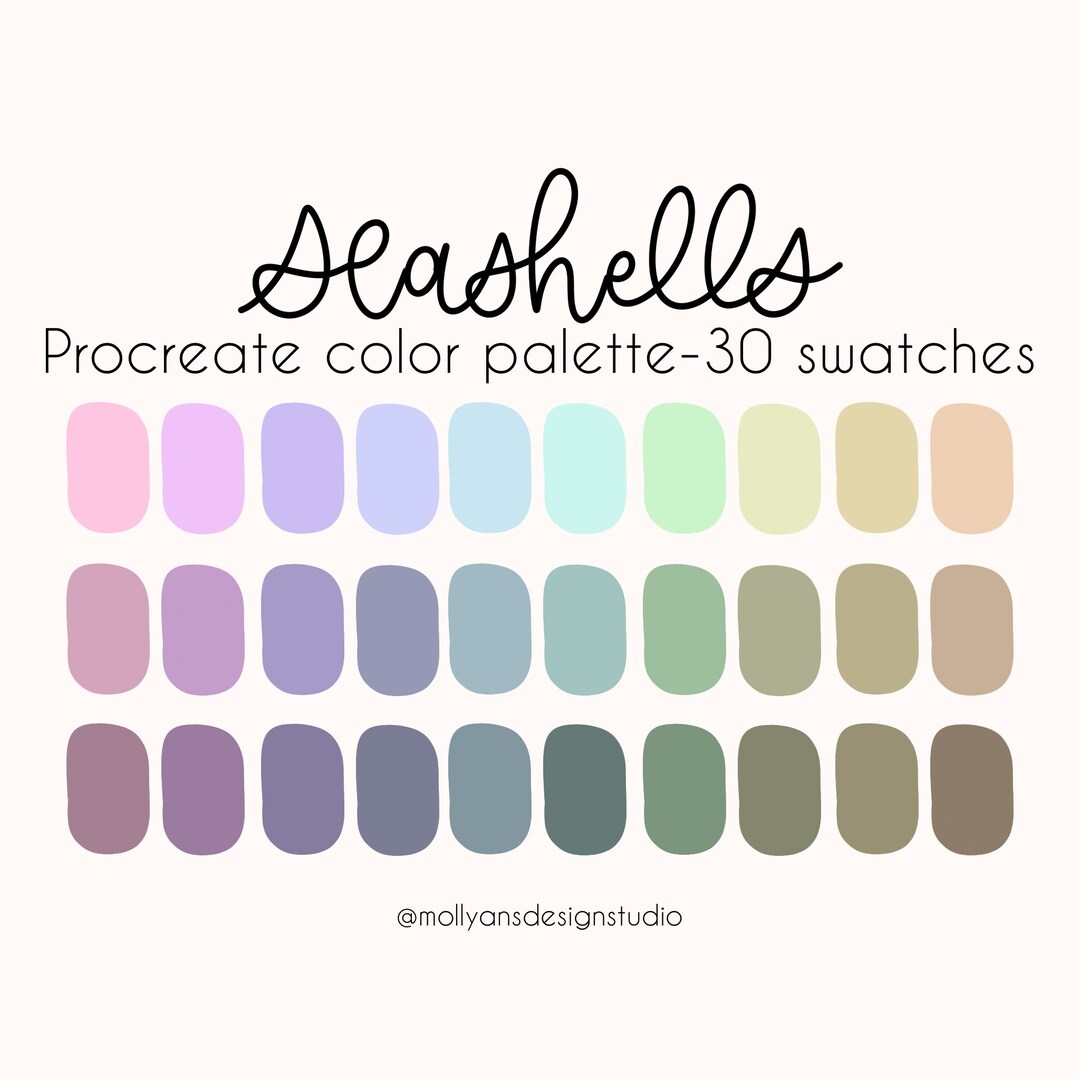 Seashells Procreate Color Palette, 30 Swatches, Instant/digital ...