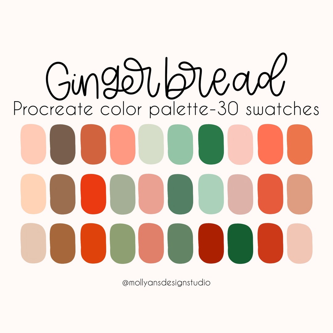 Gingerbread Procreate Color Palette, Christmas Digital Color Palettes ...