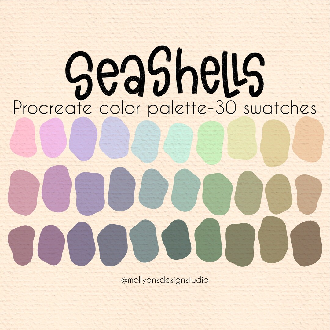 Seashells Procreate Color Palette 30 Swatches Muted Pastels - Etsy