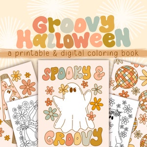 Groovy Halloween Digital Coloring Book, Printable Coloring Pages for ...