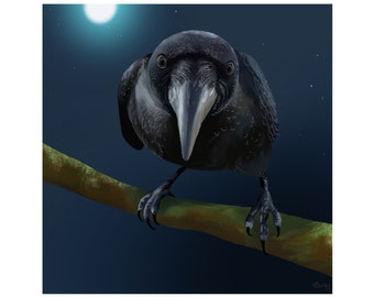 Crow on A Skull Gothic Macabre Art Print Medieval Memento Mori - Etsy