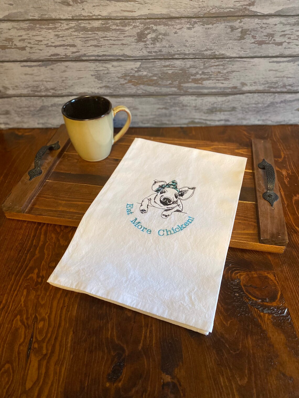 Pig Kitchen Décor Flour Sack Towel Embroidered Pig Wearing | Etsy