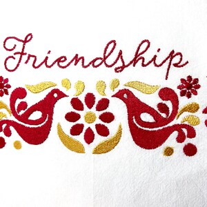 Pyrex Friendship Pattern Embroidered on a Kitchen Towel. Vintage Pyrex ...