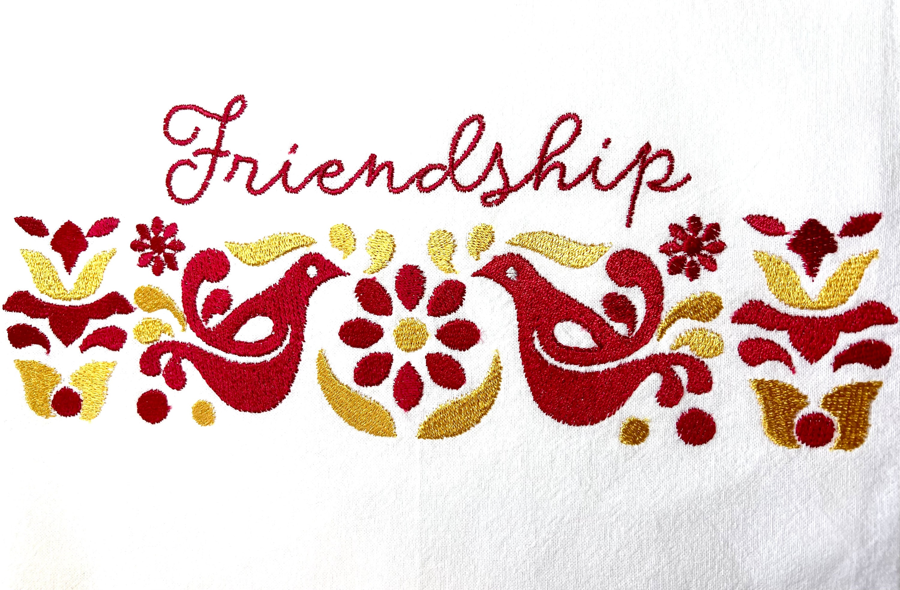 Pyrex Friendship Pattern Embroidered on a Kitchen Towel. Vintage Pyrex ...