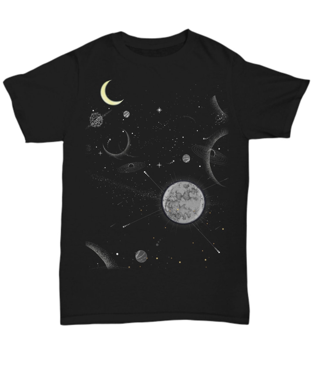 Astronomy Shirt Celestial Moon Phase Tshirt Galaxy Stars Boho Cosmic ...