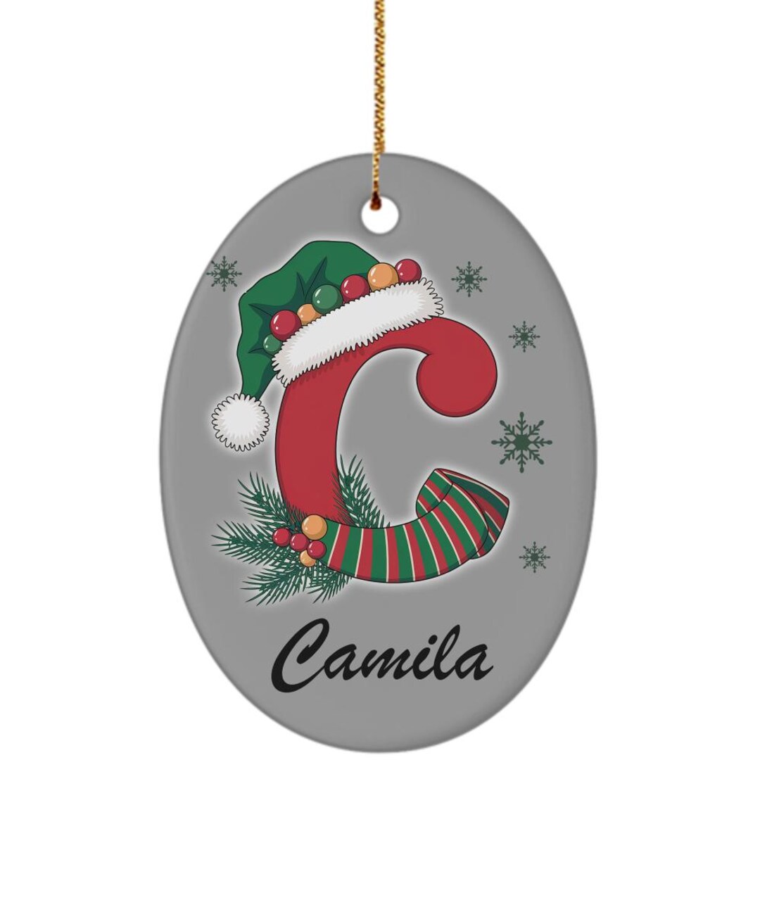 C Letter Name Ornament Personalized - Custom Christmas Family Ornament ...
