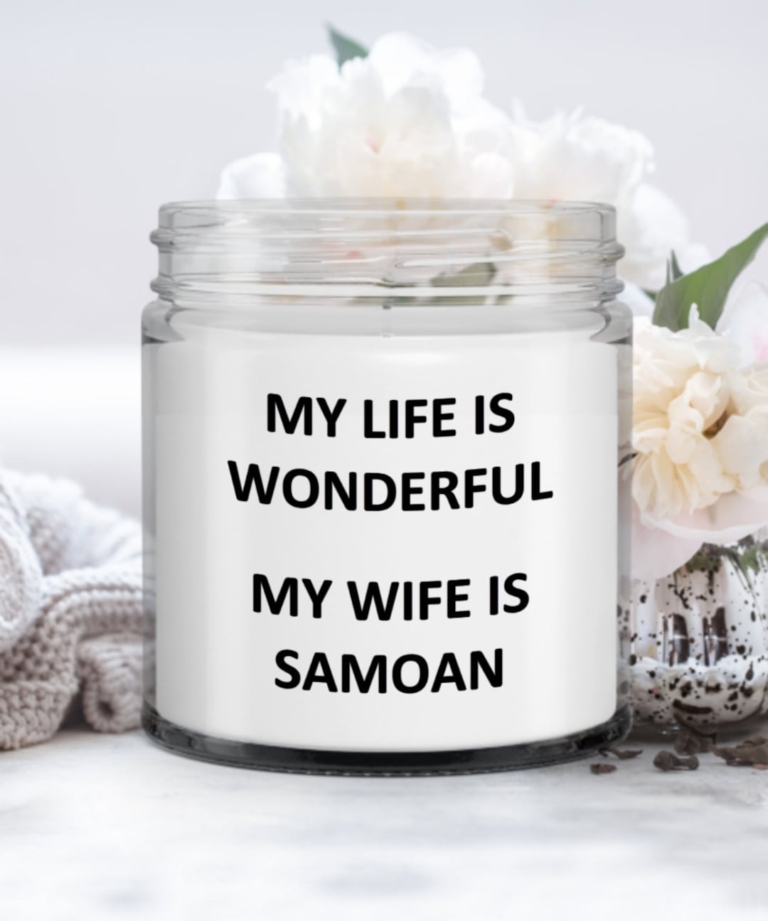 Gift for Samoan Husband Birthday Samoa Soy Candle Wax Jar Vanilla ...