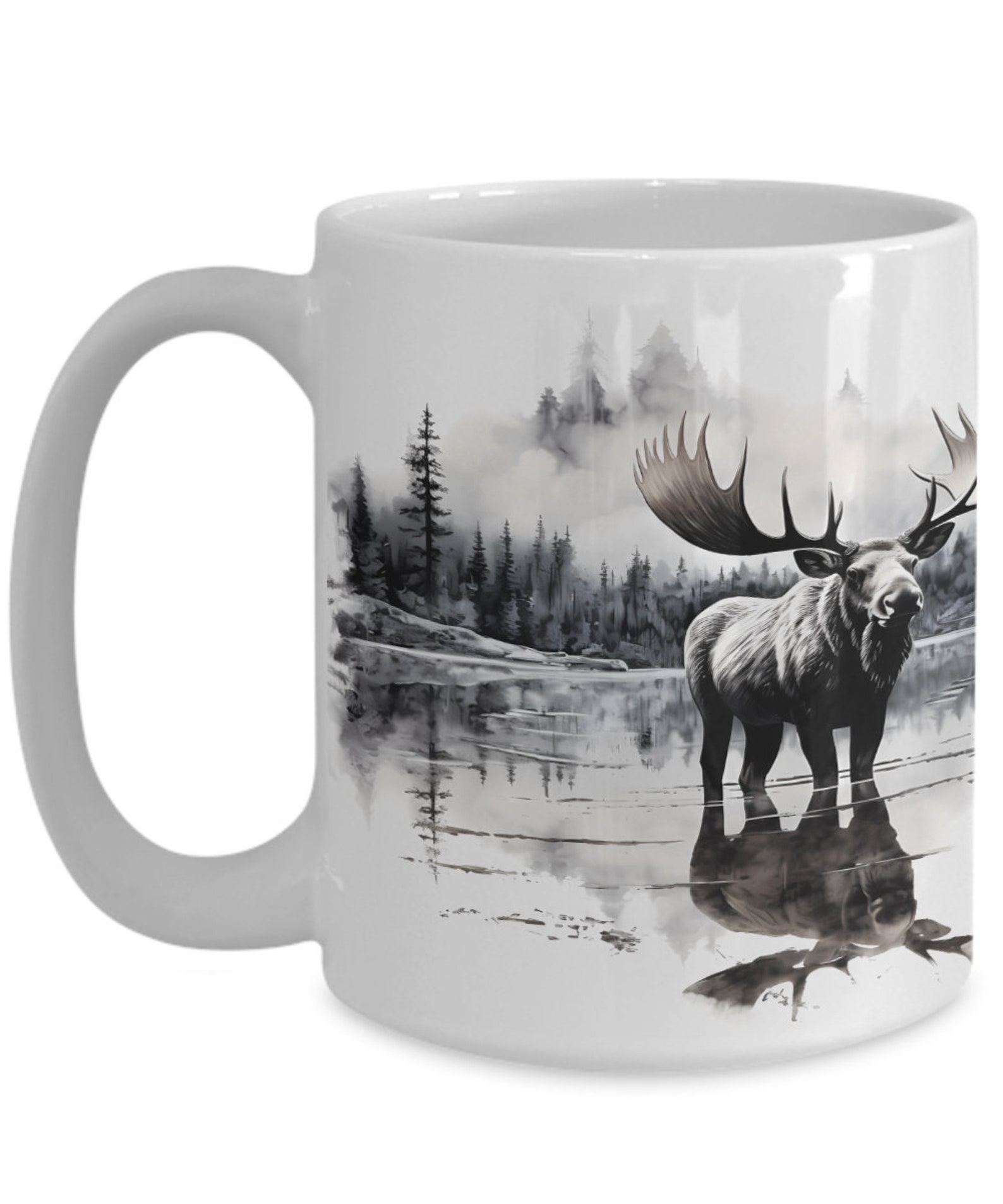 Mug Moose Coffee Cup for Him for Her Alaska Moose Lover Forest Lake - Etsy