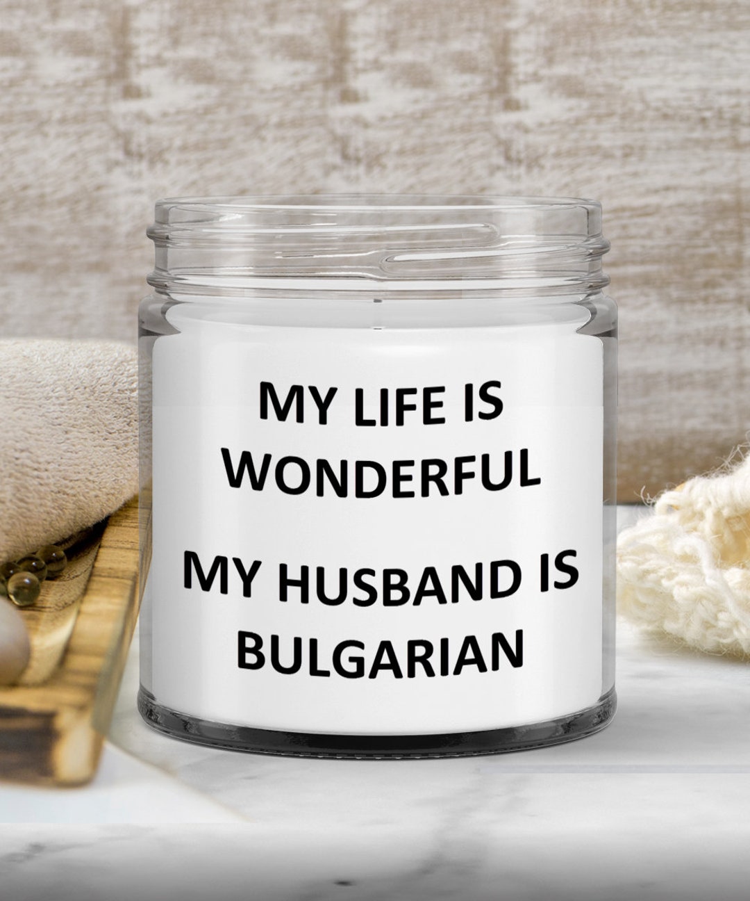 Gift for Bulgarian Wife Birthday Bulgaria Soy Candle Wax Jar Vanilla ...