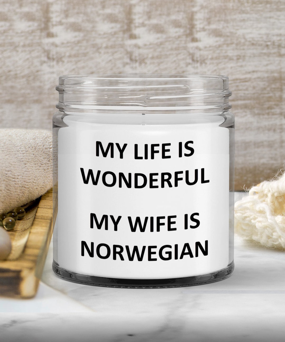 Gift for Norwegian Husband Birthday Norway Soy Candle Wax Jar Vanilla ...