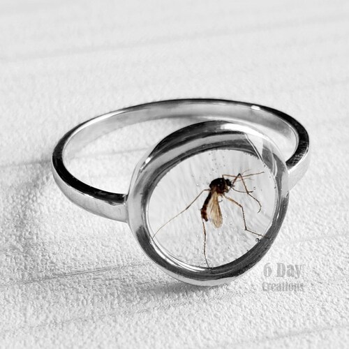 REAL Mosquito Ring .925 Sterling Silver Unique Bug Jewelry - Etsy