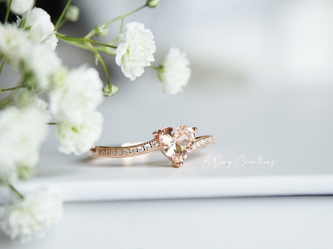 Heart Purity Ring | .925 Sterling Silver With Rose Gold Plate and CZ ...