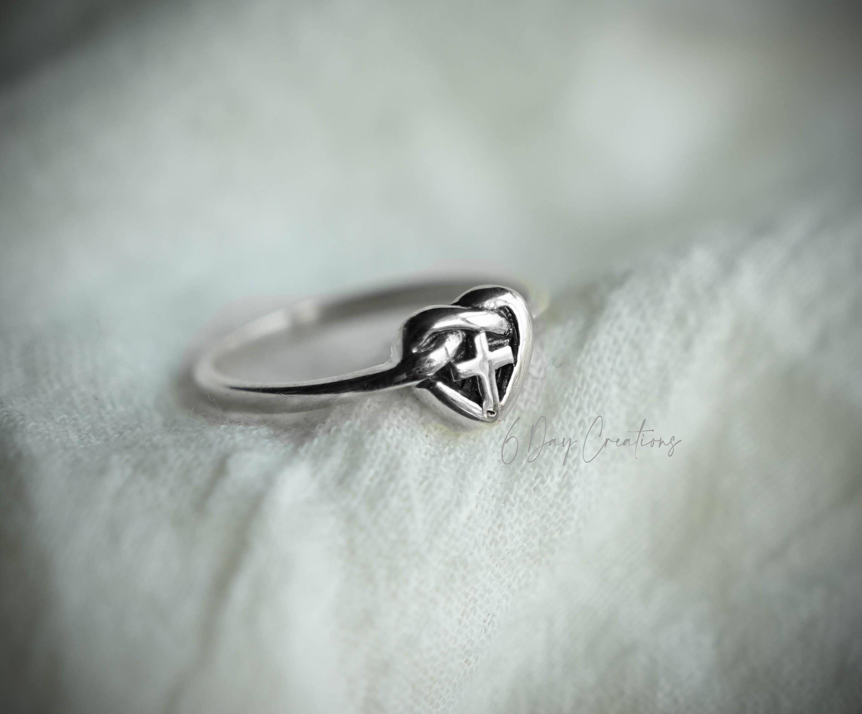 Heart Cross Ring | .925 Sterling Silver | Gift for New Believer | Faith ...