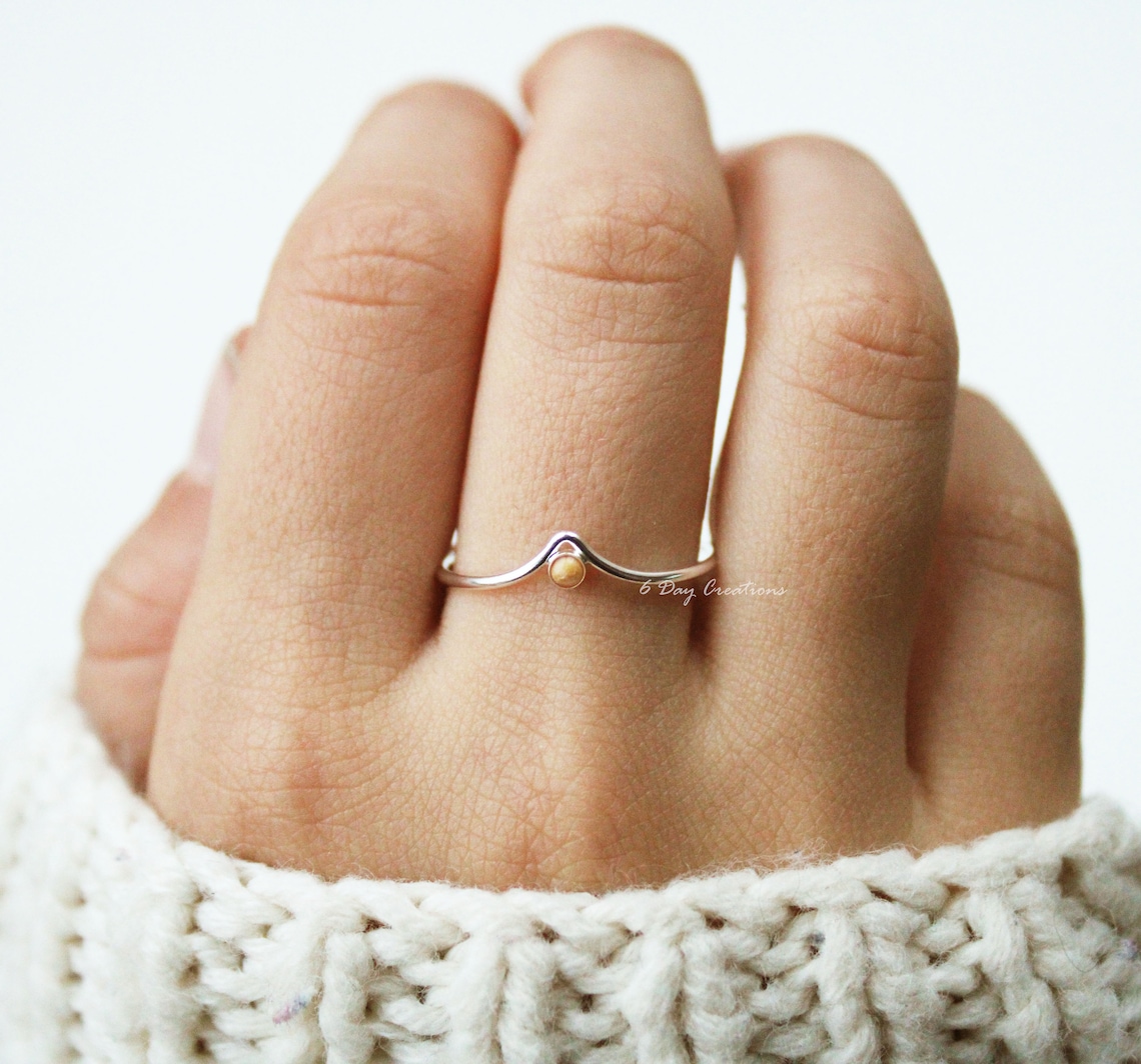 Dainty Chevron Mustard Seed Ring .925 Sterling Silver Gold - Etsy