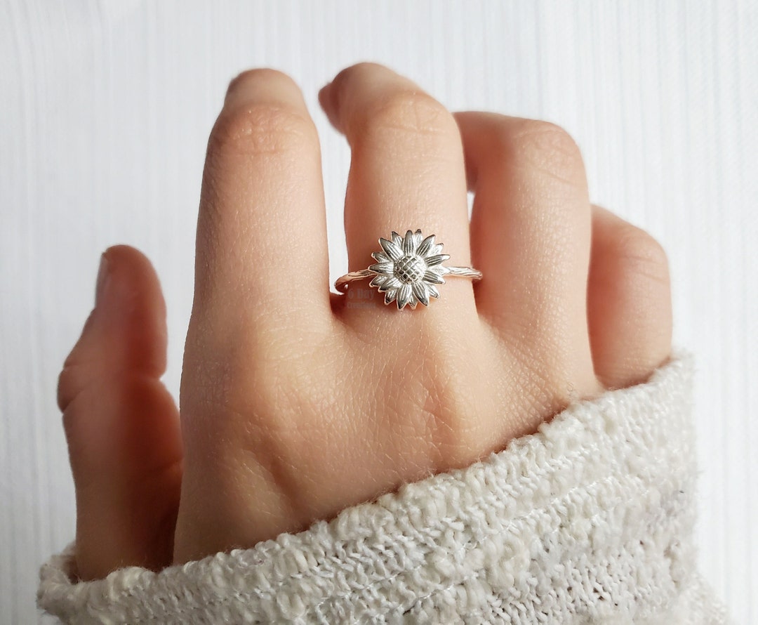 Sunflower Ring .925 Sterling Silver Beautiful Gift for Her Nature ...