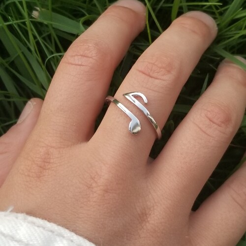 Music Note G Clef Ring 925 Sterling Silver Round Simulated - Etsy