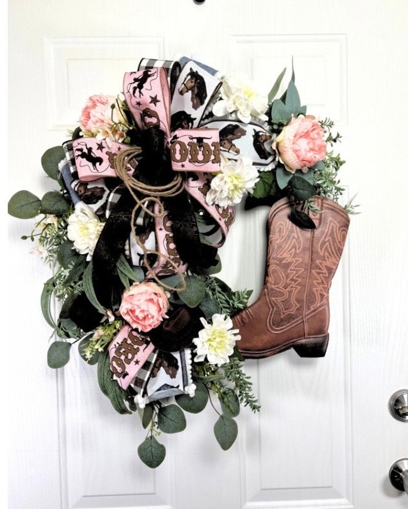 Cowboy Wreath, Western Decor, Rodeo Decor, Front Door Wreath, Gift for ...
