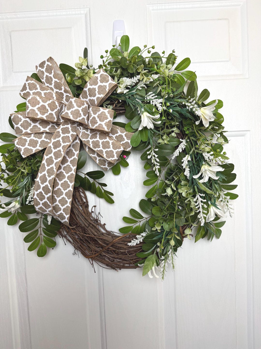 Everyday Wreath for Front Door, Nuetral Spring Wreath, Farmhouse Front ...