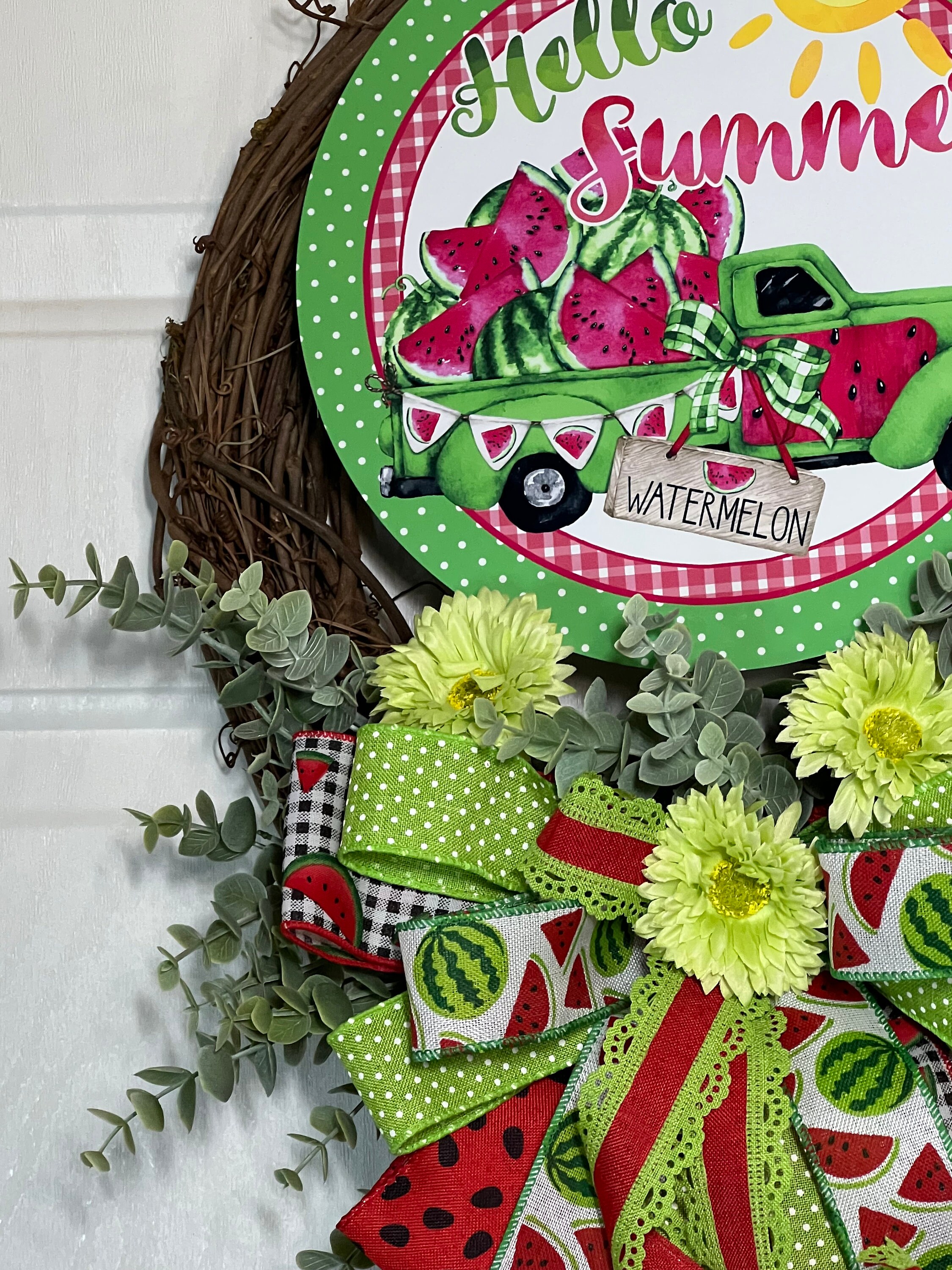 Summer Watermelon Wreath For Front Door Pool Wreath Summer Etsy