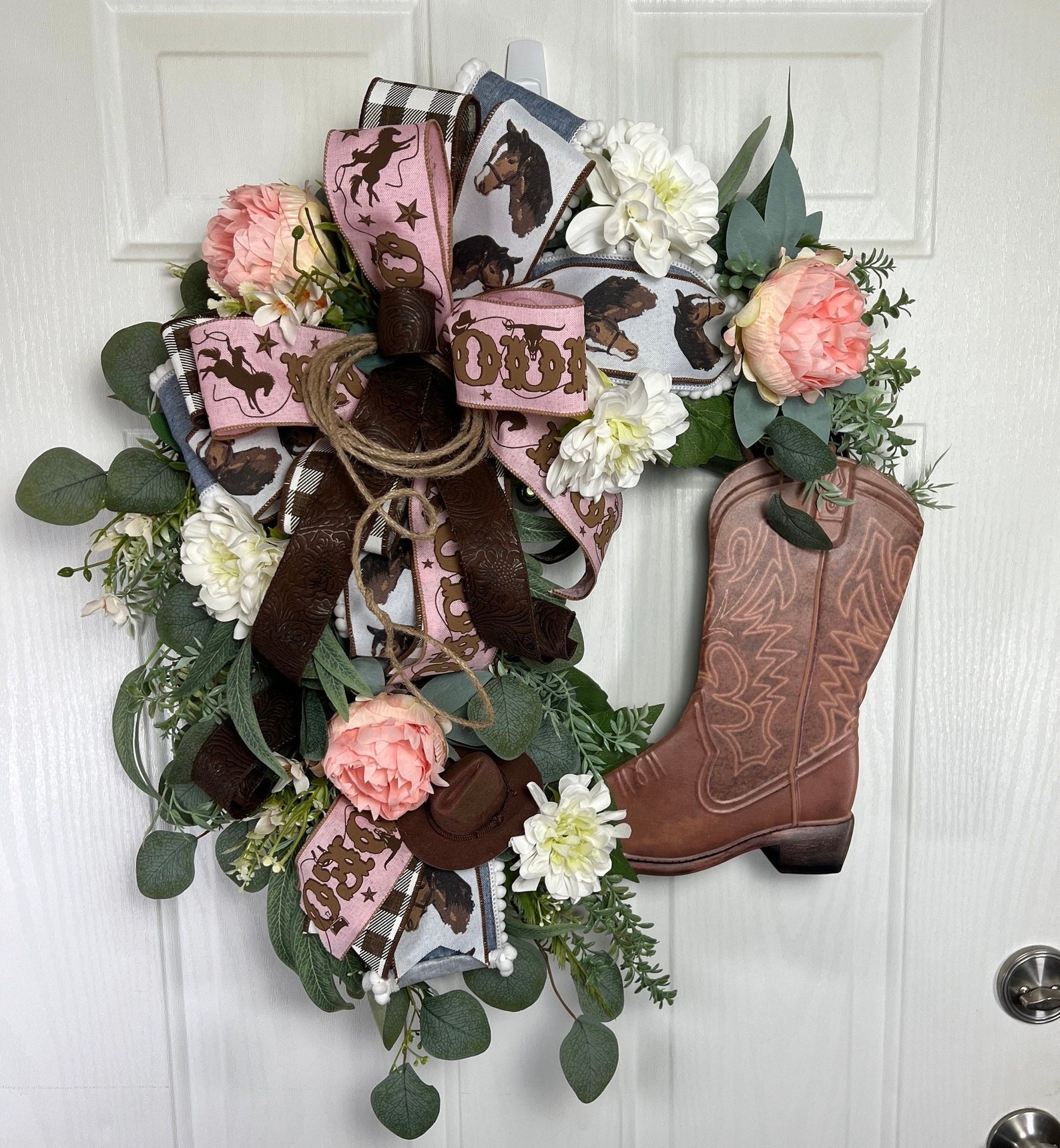 Cowboy Wreath, Western Decor, Rodeo Decor, Front Door Wreath, Gift for ...