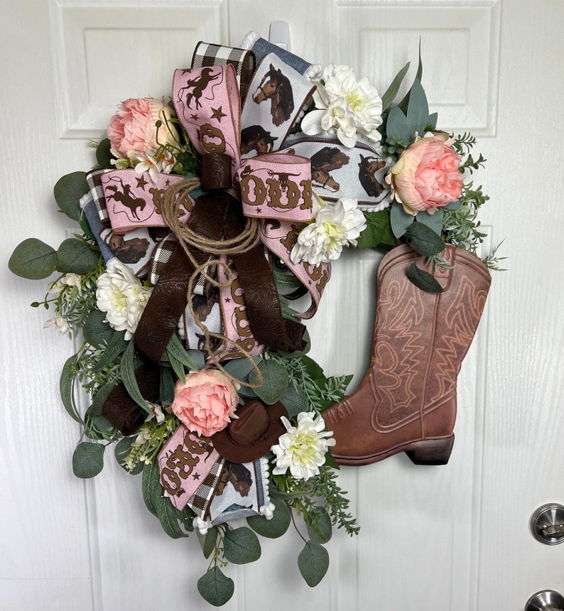 Cowboy Wreath, Western Decor, Rodeo Decor, Front Door Wreath, Gift for ...